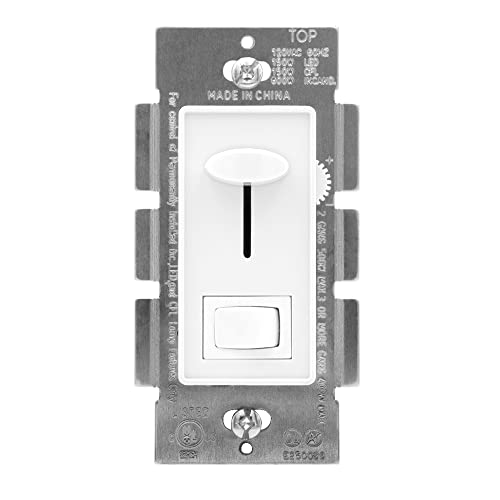 Maxxima LED Dimmer 3-Way/Single Pole Electrical Light Switch, 600 Watt max, LED Compatible, Wall Plate Included