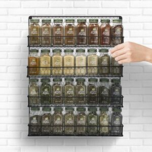 Sorbus Spice Rack Organizer [4 Tier] Country Rustic Chicken Herb Holder, Wall Mounted Storage Rack, Great for Storing Spices, Household Items and More (Black)