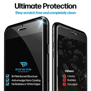 Power Theory Designed for iPhone 8 Screen Protector/iPhone 7 Screen Protector Tempered Glass [9H Hardness], Easy Install Kit, 99% HD Bubble Free Clear, Case Friendly, Anti-Scratch, 2 Pack