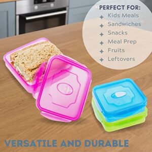 Imperial Home Plastic Sandwich Containers with Lids, Reusable Container, Lunch Box, Food Storage, Meal Prep, Lock Lid, Fridge, Freezer, Dishwasher, & Microwave Safe, BPA Free, Set of 3, Multicolor