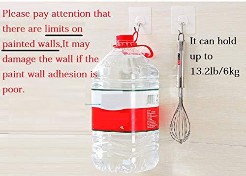 Fealkira Adhesive Wall Hooks 13.2lb(Max) Utility Stainless Steel Hook for Towel Bathrobe Coats,Bathroom Kitchen Waterproof and Oilproof Nail Free Transparent Heavy Duty Hook & Ceiling Hanger(10pcs)