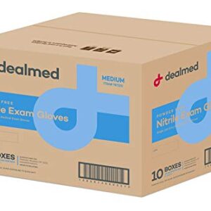 Dealmed Nitrile Medical Exam Gloves, Disposable Latex Free, Medium, 100 ct. (Pack of 10)