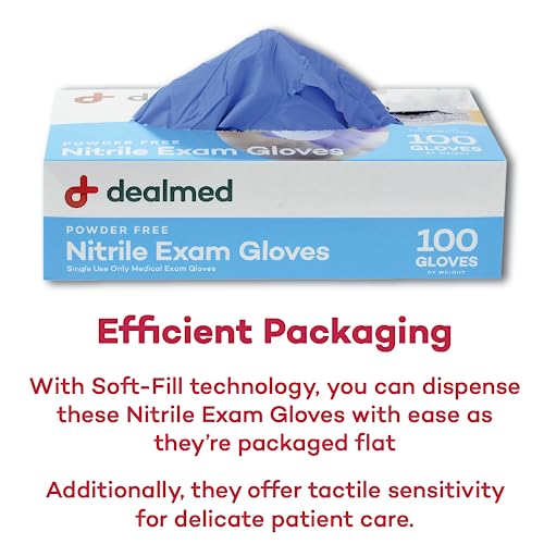 Dealmed Nitrile Medical Exam Gloves, Disposable Latex Free, Medium, 100 ct. (Pack of 10)