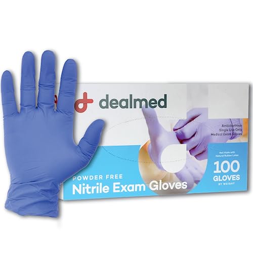 Dealmed Nitrile Medical Exam Gloves, Disposable Latex Free, Medium, 100 ct. (Pack of 10)