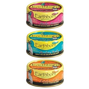 earthborn holistic wet cat food variety pack - 3 flavors (catalina catch, harbor harvest, and monterey medley) - 3 ounces each (12 total cans)