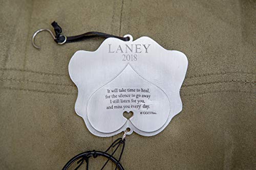 Pet Memorial Wind Chime - 18" Metal Casted Pawprint Wind Chime - A Beautiful Remembrance Gift for a Grieving Pet Owner - Includes Pawprints Left by You Poem Card