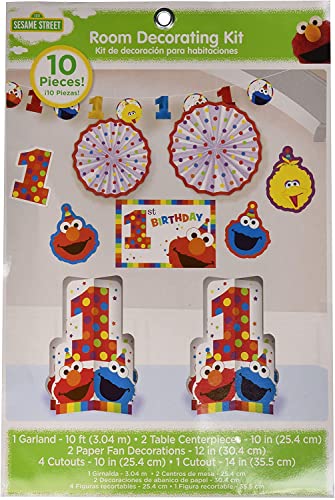 Amscan 241835 Sesame Street® "Elmo Turns One" Room Decorating Kit, Birthday, 10ct , Brown