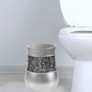 Creative Scents Bathroom Trash Can – Decorative Waste Basket for Bathroom, Powder Room Or Living Room - Durable Small Bathroom Wastebasket Designed with Beautiful Crackled Glass - Silver Gray Color