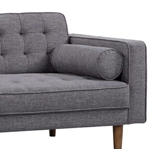 Armen Living Element Loveseat in Dark Grey Linen and Walnut Wood Finish, 67 x 30 x 34