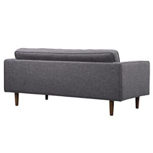 Armen Living Element Loveseat in Dark Grey Linen and Walnut Wood Finish, 67 x 30 x 34