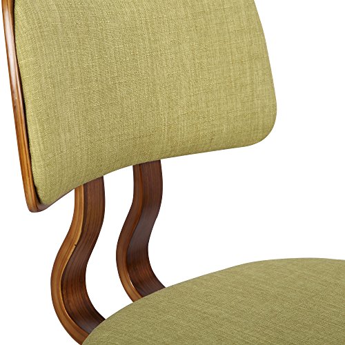 Armen Living Jaguar Dining Chair in Green Fabric and Walnut Wood Finish 20D x 18W x 29H in