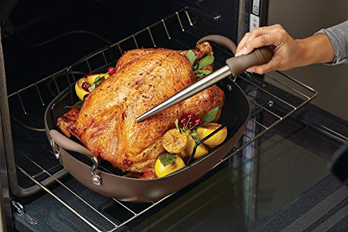 Anolon Advanced Hard Anodized Nonstick Roaster / Roasting Pan Set with Utensils - 16 Inch x 13 Inch, Gray