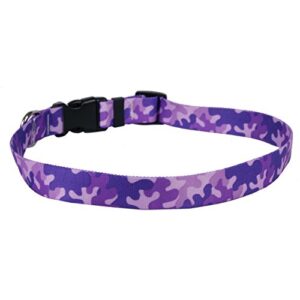 yellow dog design camo purple dog collar 3/4" wide and fits neck 10 to 14", small, (cmpr103)