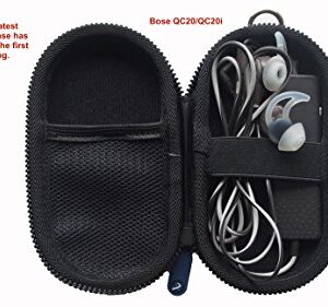 DNPRO-ANC Carrying case Compatible with Bose QuietComfort 20 (QC20/QC20i), Bose SoundSport in-Ear, Bose SoundSport Wireless, B&O H3 ANC, Sennheiser CX700 and Many Other Earphones (PU Leather Black)