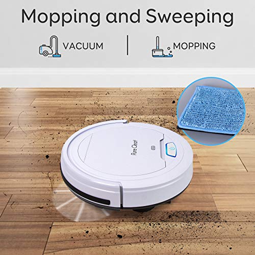 Pure Clean Robot Vacuum Cleaner - Upgraded Lithium Battery 90 Min Run Time - Automatic Bot Self Detects Stairs Pet Hair Allergies Friendly Robotic Home Cleaning for Carpet Hardwood Floor - PUCRC25