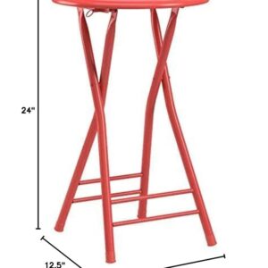 24-Inch Counter Height Bar Stool – Backless Folding Chair with 300lb Capacity for Kitchen, Recreation Room, or Game Room by Trademark Home (Red) Set of 1