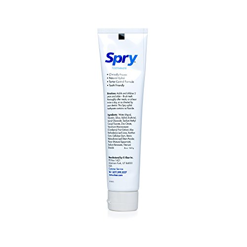 Spry Xylitol Toothpaste, Fluoride-Free, Natural Spearmint, Anti-Plaque and Tartar Control, 5 oz