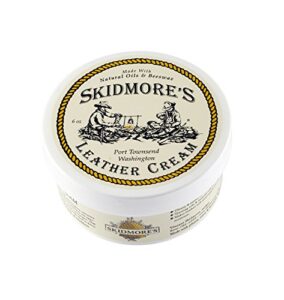 skidmore's original leather cream | 100% natural non toxic water repellent formula is a cleaner and conditioner | repair a horse saddle, riding boots, jacket, gloves, chaps, shoes, belt | 6 oz