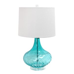 elegant designs lt3214-blu glass table lamp with fabric shade, light blue