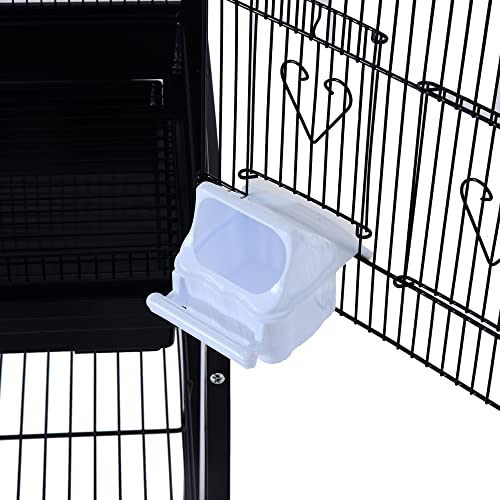 PawHut 60" Metal Indoor Bird Cage Starter Kit with Detachable Rolling Stand, Storage Basket, and Accessories, Black