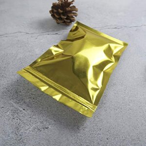 100PCS Double-Sided Shiny Gold Flat Zip Seal Premium Foil Bags 12x20cm (4.7x7.8")