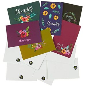 48 Pack Floral Thank You Cards with Envelopes, Blank Thank You Greeting Notes Bulk Box for Baby Shower, Bridal Shower, Graduation, Birthday & Wedding, 4x6 in