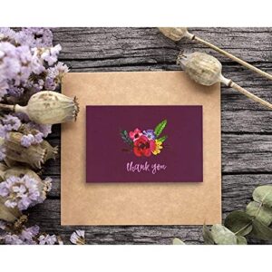 48 Pack Floral Thank You Cards with Envelopes, Blank Thank You Greeting Notes Bulk Box for Baby Shower, Bridal Shower, Graduation, Birthday & Wedding, 4x6 in