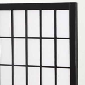 Roundhill Furniture Oriental Shoji 4 Panel Screen Room Divider, Black