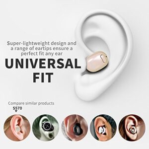 NENRENT S570 Single Bluetooth Earbud Smallest Mini Invisible Wireless Bluetooth Earpiece Headset Headphone Earphone with Mic Hands-Free Calls for iPhone Android Smart Phones PC TV iPad 1pcs (Nude)…