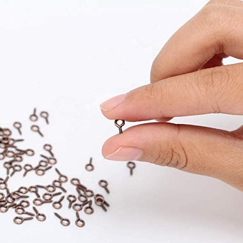 Coolrunner 6 Colors 600-1200Pcs Small Screw Eye Pins, Eye pins Hooks, Eyelets Screw Threaded Silver Clasps Hooks Eye Screws for Jewelry Making (600)