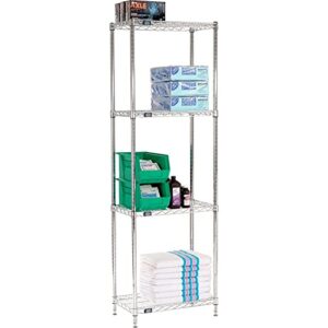 Nexel 14" x 30" x 86", 4 Tier Adjustable Wire Shelving Unit, NSF Listed Commercial Storage Rack, Chrome Finish, leveling feet