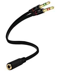 d & k exclusives headphone splitter for computer 3.5mm female to 2 dual 3.5mm male headphone mic audio y splitter cable smartphone headset to pc adapter