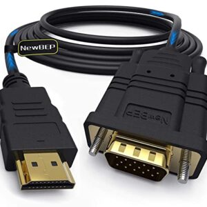 NewBEP HDMI to VGA Adapter Cable, 6ft/1.8m Gold-Plated 1080P Male Active Video Converter Cord Support Notebook PC DVD Player Laptop TV Projector Monitor Etc