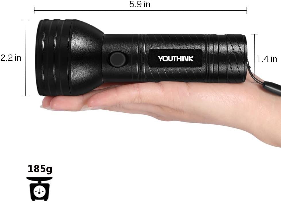 YOUTHINK Black Light, 51 LED UV Flashlights for Home &Hotel Inspection, Portable Black Light for Pet Urine Detection,Dry Stains,Bed Bug, Matching with Pet Odor Eliminator