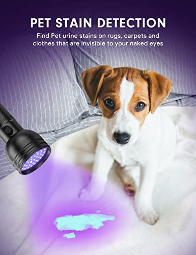 YOUTHINK Black Light, 51 LED UV Flashlights for Home &Hotel Inspection, Portable Black Light for Pet Urine Detection,Dry Stains,Bed Bug, Matching with Pet Odor Eliminator