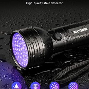 YOUTHINK Black Light, 51 LED UV Flashlights for Home &Hotel Inspection, Portable Black Light for Pet Urine Detection,Dry Stains,Bed Bug, Matching with Pet Odor Eliminator