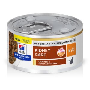 hill's prescription diet k/d kidney care chicken & vegetable stew wet cat food, veterinary diet, 2.9 oz. cans, 24-pack