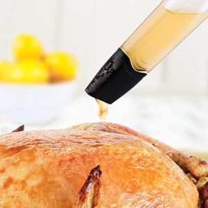 Tovolo Large Dripless Angle Tipped Bulb Baster for Turkey Roasting Slim Profile for Drawer Storage, Dishwasher-Safe, BPA-Free Silicone & Plastic, Clear