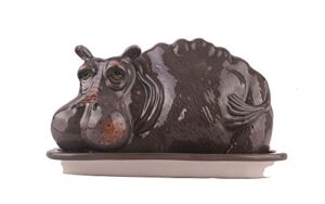 blue sky ceramic 7.75"x5"x4.25" hippo butter dish