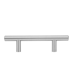 Amazon Basics Euro Bar Cabinet Handle (1/2-inch Diameter), 5.38-inch Length (3-inch Hole Center), Satin Nickel, 10-Pack