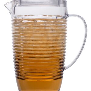 Break Resistant Clear Plastic Pitcher with Lid for Iced Tea, Sangria, Lemonade (76 fl oz. - 2.4 quarts) - Made in USA