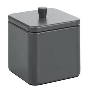 mDesign Small Metal Square Bathroom Apothecary Storage Organizer Canister Jars with Lid - Organization Holders for Vanity, Makeup Tables - Unity Collection - Matte Slate Gray