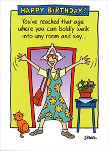 boldly walk into any room - oatmeal studios funny feminine birthday card