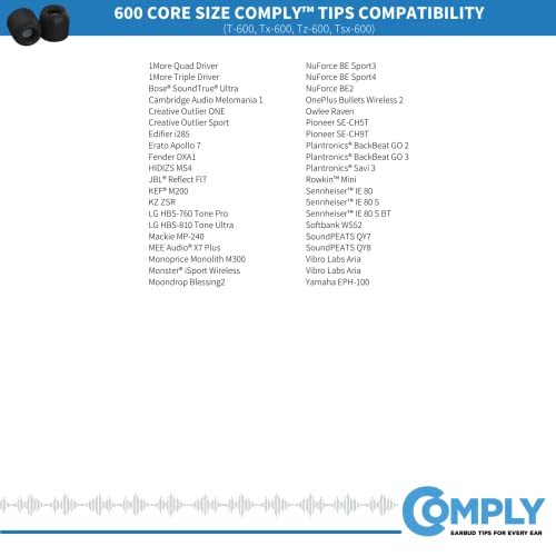 COMPLY Isolation T-600 Memory Foam Replacement Earbud Tips for Cambridge Audio Melomania 1, 1More Quad Driver, Moondrop Blessing2, Plantronics, Pioneer, and more Earphones (Assorted, 3 Pairs)