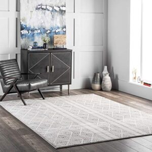 nuloom sarina diamonds area rug, 4 ft x 6 ft, grey