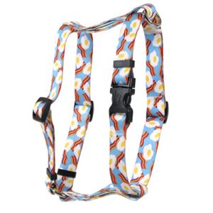 yellow dog design bacon and eggs roman style h dog harness, small/medium