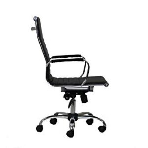 Winport Furniture Elegance High-Back Leather Swivel Office & Home Desk/Task Chair, Black