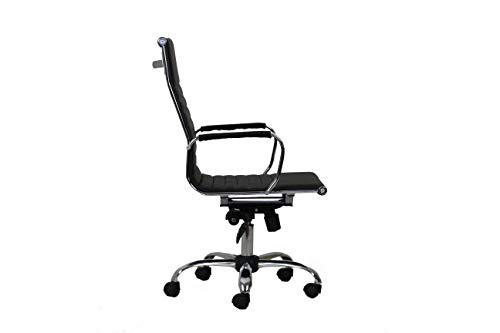 Winport Furniture Elegance High-Back Leather Swivel Office & Home Desk/Task Chair, Black