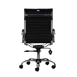 Winport Furniture Elegance High-Back Leather Swivel Office & Home Desk/Task Chair, Black