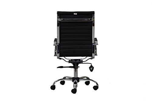 Winport Furniture Elegance High-Back Leather Swivel Office & Home Desk/Task Chair, Black